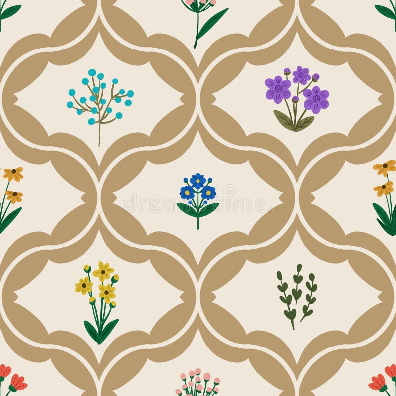 Seamless Watercolour and Unique Floral Pattern Background Stock ...