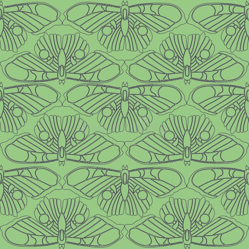 Seamless Vector Pattern with Linear Butterflies Stock Vector ...