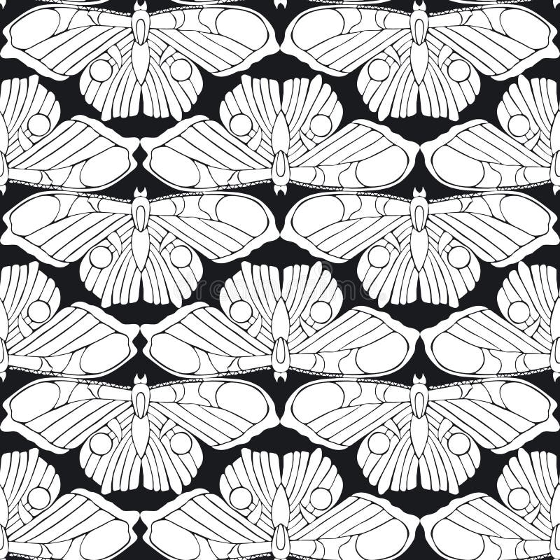 Seamless Vector Pattern with Linear Butterflies Stock Vector ...
