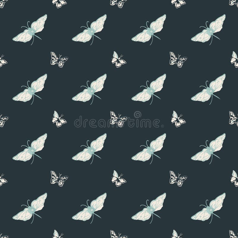 A Blue and White Butterfly Pattern Stock Illustration - Illustration of ...