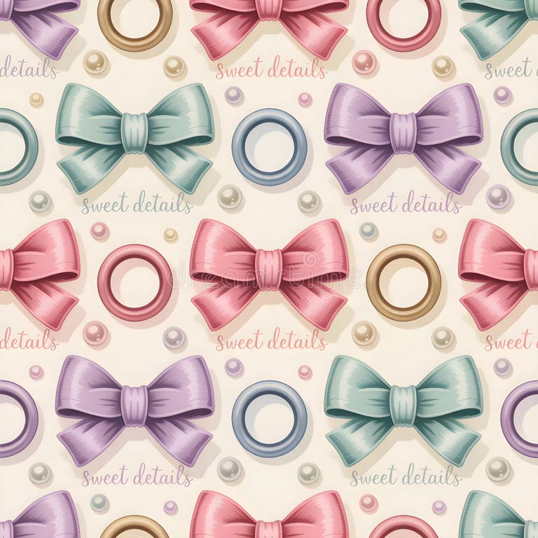 Pattern of Button Loops Fasteners and Bows in Soft Decorative Style ...