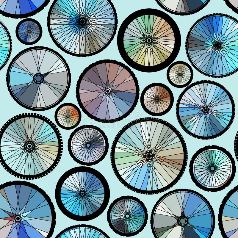 Pattern of Bycicles Wheels. Stock Vector - Illustration of tour, ride ...