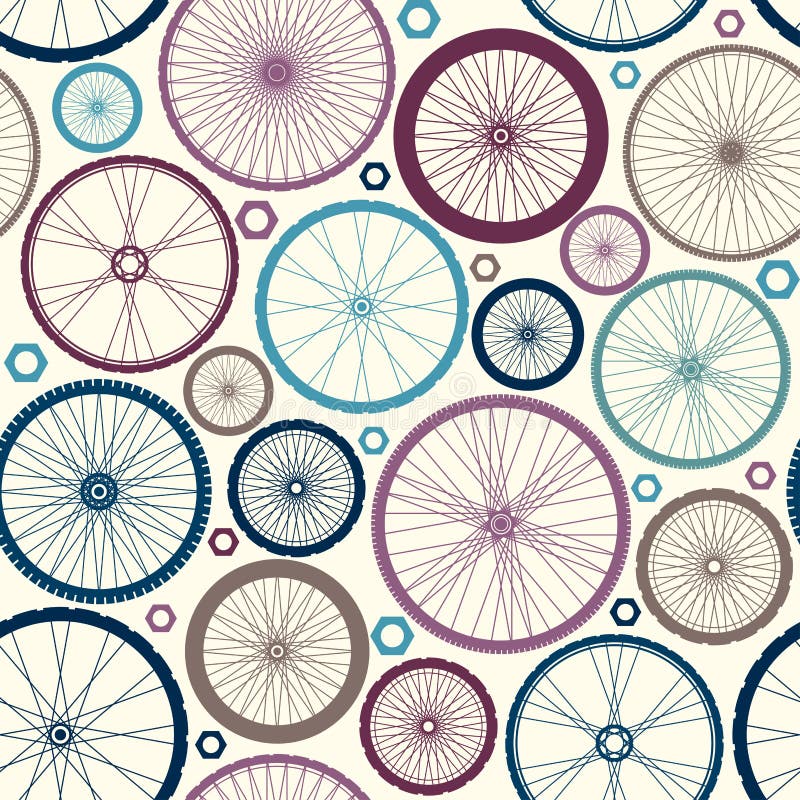 Pattern Of Bycicles Wheels. Stock Vector - Illustration of continuity ...