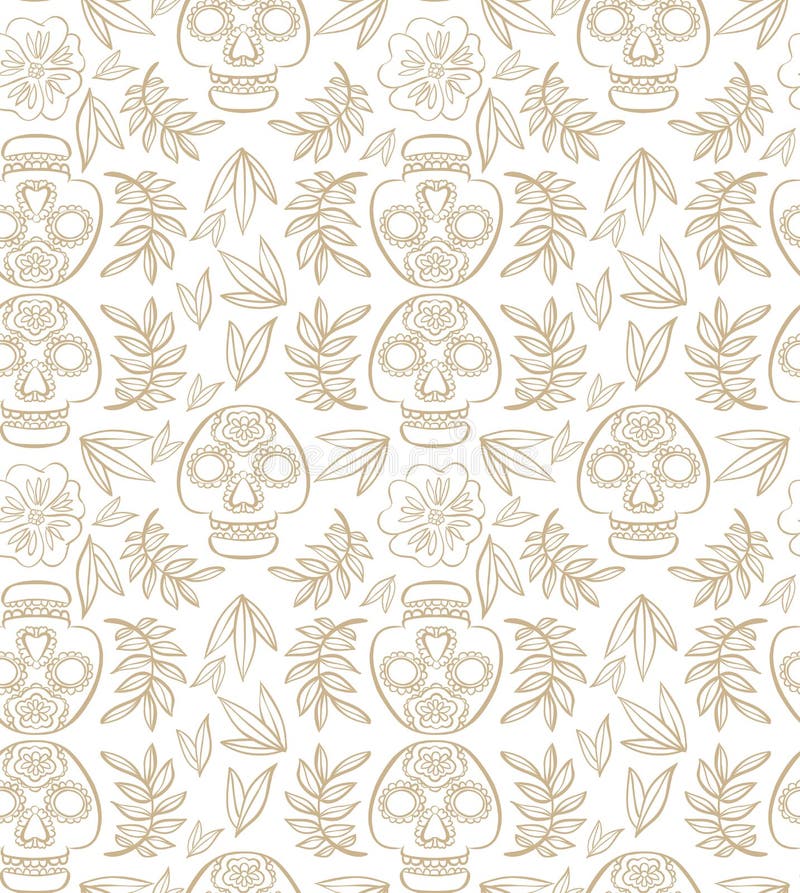 Pattern with Calavera Skulls Stock Vector - Illustration of mexican ...