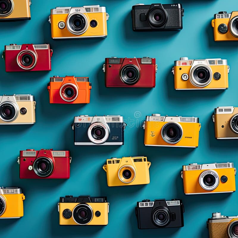 Pattern with camera in 3d stock illustration. Illustration of minimal ...