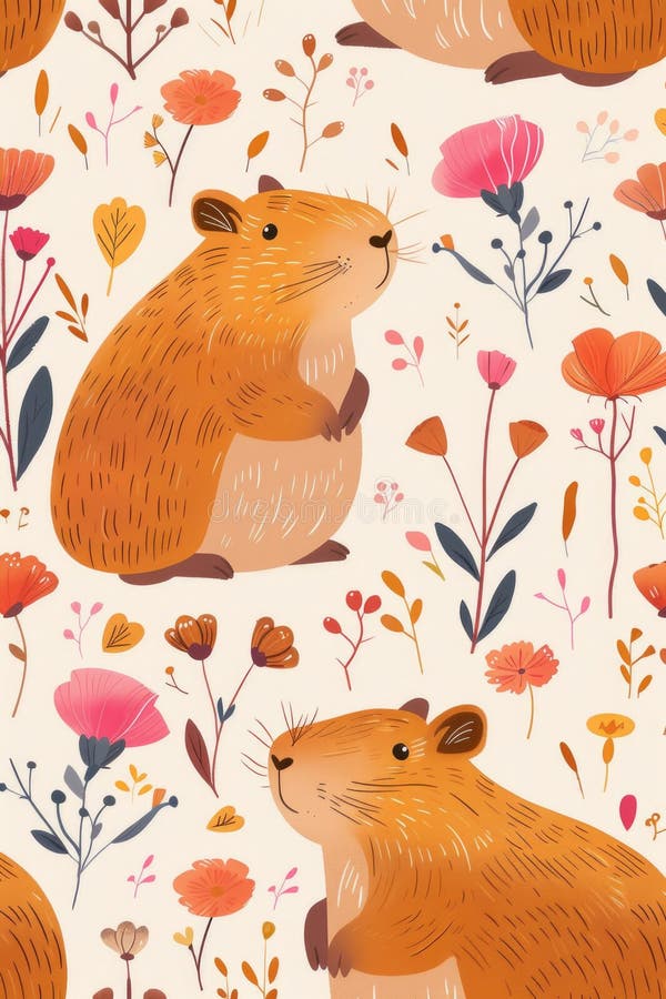 Pattern with Capybaras. Background for Textile Design, Cover, Wrapping ...