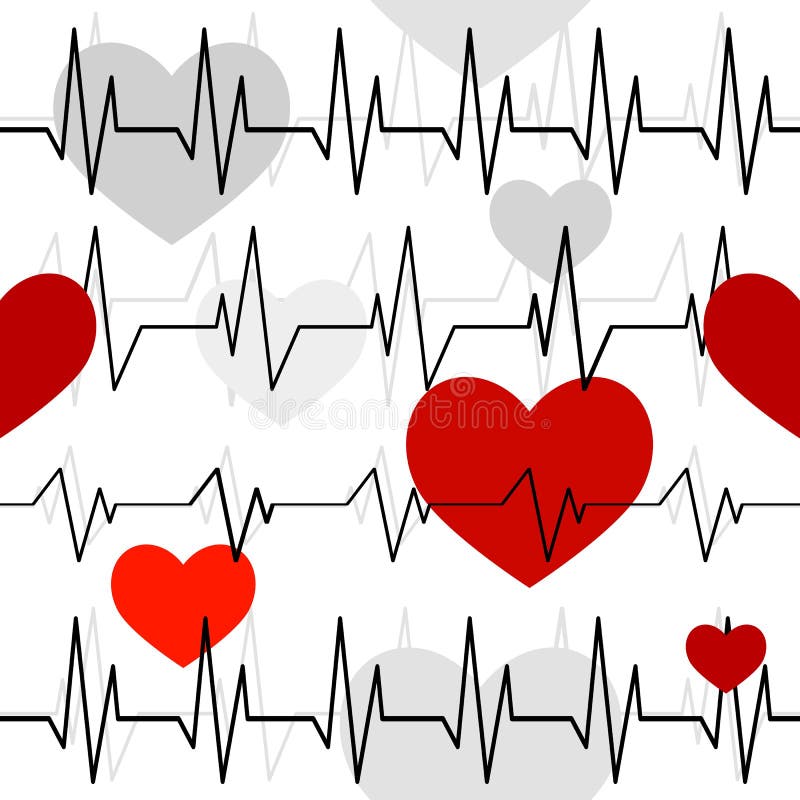 Pattern with a Cardiogram of Heart Rhythms Stock Illustration ...