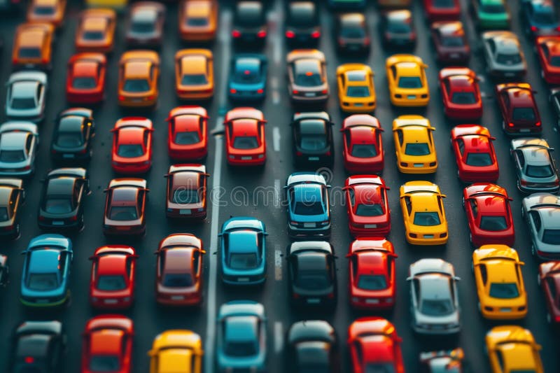 Pattern of Cars in a Row of Various Colors. Stock Image - Image of ...