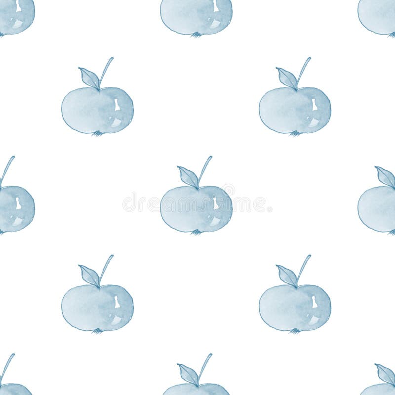 Pattern with Cartoon Apples. Seamless Background 8 Stock Illustration ...