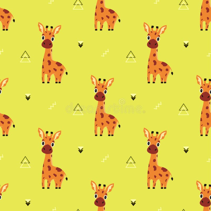 Pattern with Cartoon Giraffe Stock Vector - Illustration of baby ...