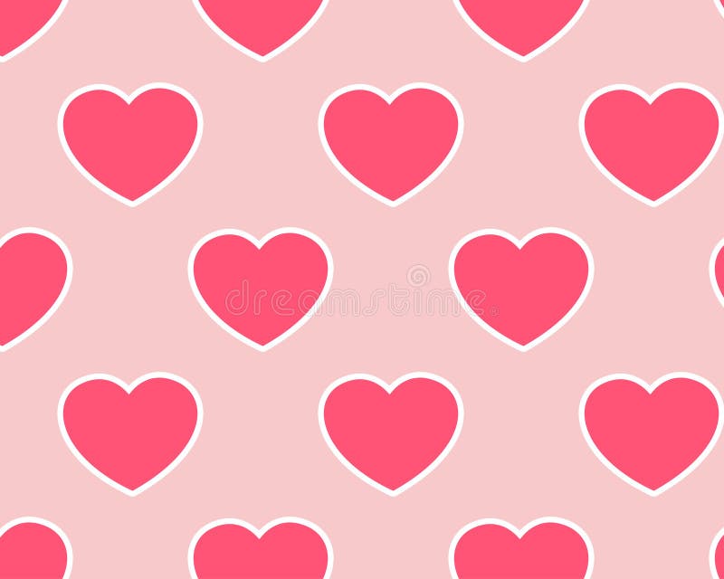 Pattern of Cartoon Pink Hearts. Vector Illustration Stock Illustration ...