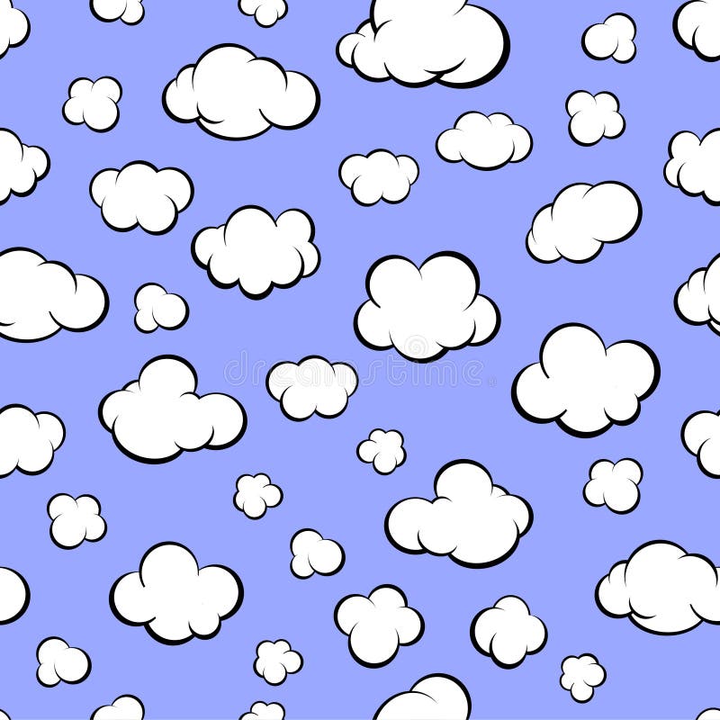 Pattern of Cartoon White Clouds on a Blue Sky for Printing and ...