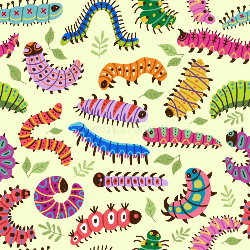 Pattern of Caterpillars. Vector Seamless Background for Textile Design ...
