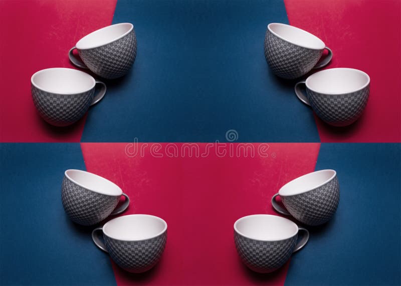 Pattern of Ceramic Tea Cups of Grey and White Colors. Background of ...