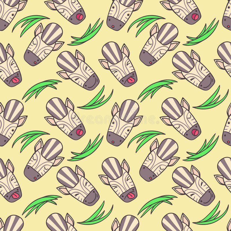 Pattern of Cheerful Muzzles Zebra Stock Vector - Illustration of ...