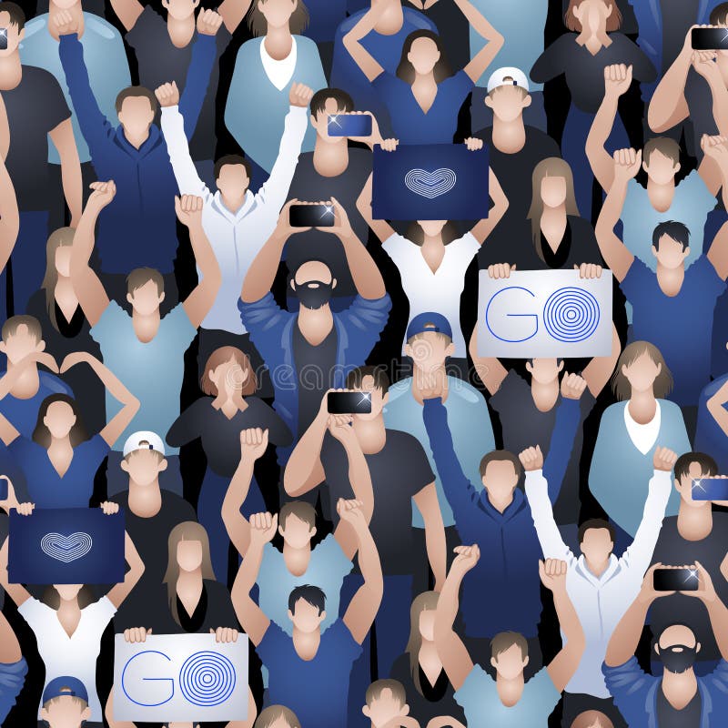 Pattern with cheering fans stock vector. Illustration of outline - 78854831