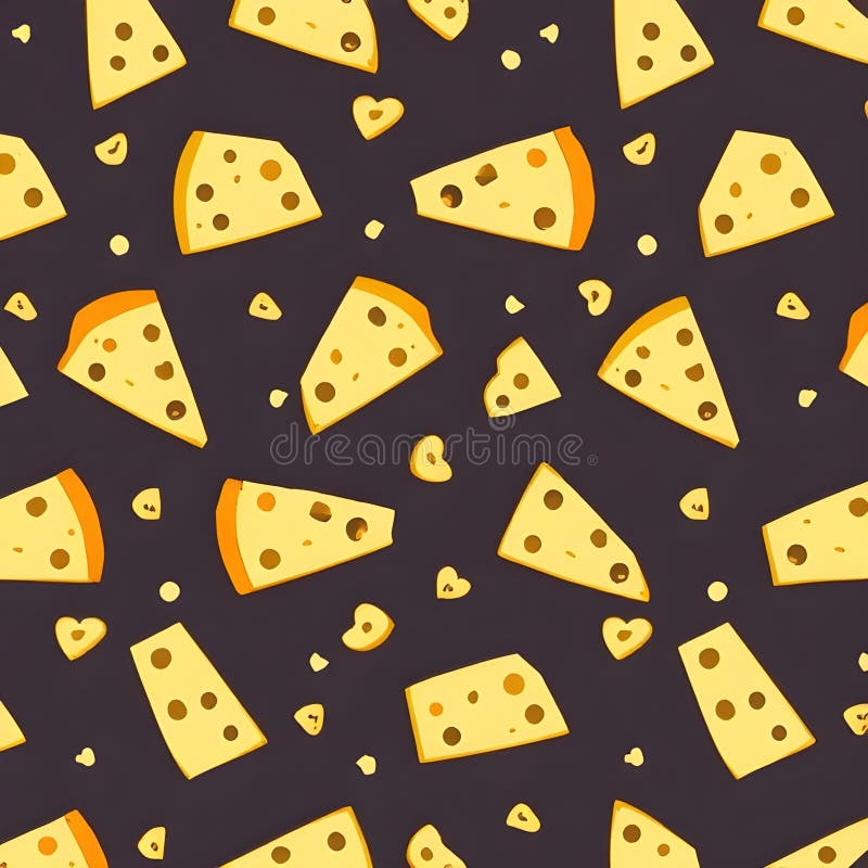 Cheese Pattern Featuring Hearts and Various Cheese Types Stock ...