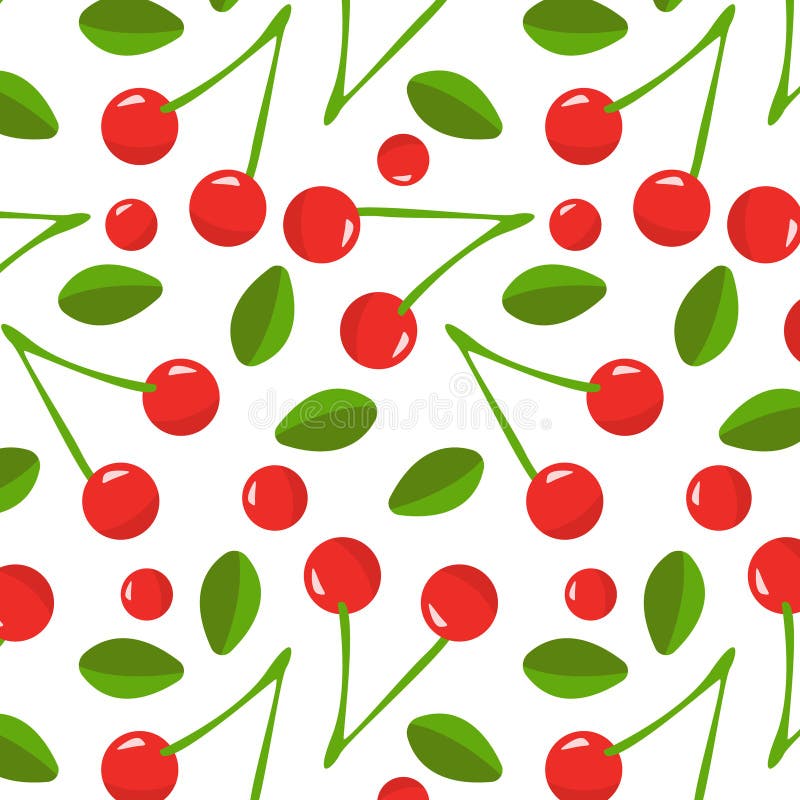 Pattern Cherry, Berry on a Transparent Background in the Style of Flat ...