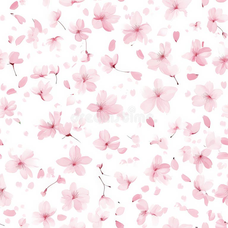 A Pattern of Cherry Blossoms Falling on a Gentle Spring Breeze, Soft ...