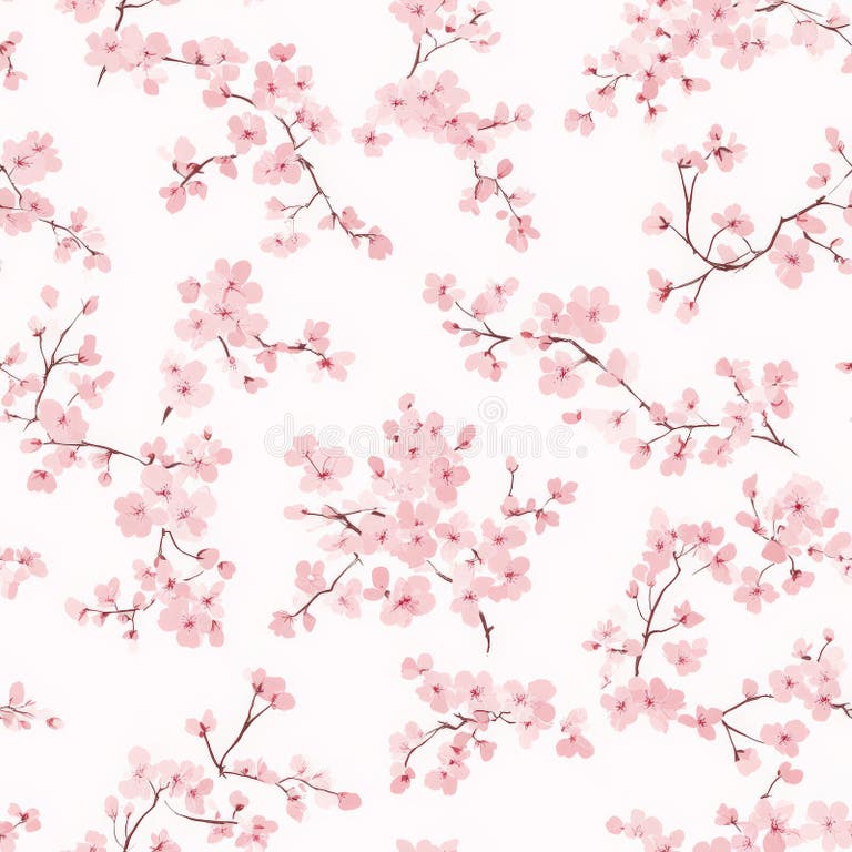 A Pattern of Cherry Blossoms Falling on a Gentle Spring Breeze, Soft ...