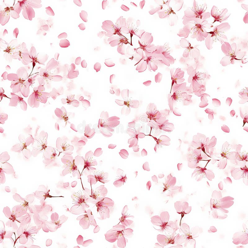 Pattern Cherry Blossoms Falling Gentle Spring Breeze Soft Pink Hues ...