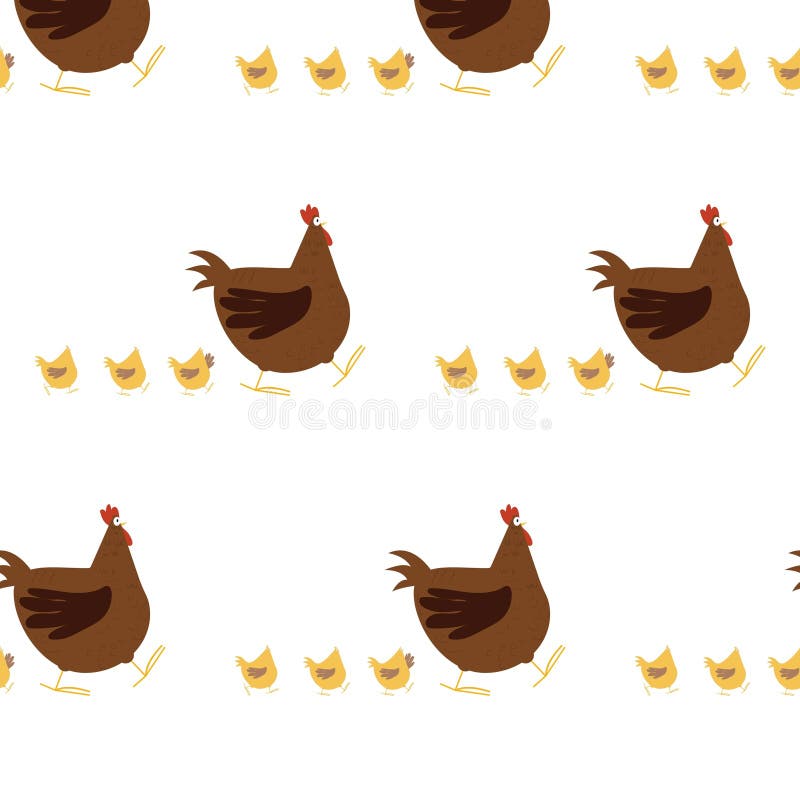 Pattern with Chicken and Chicks Stock Vector - Illustration of pattern ...