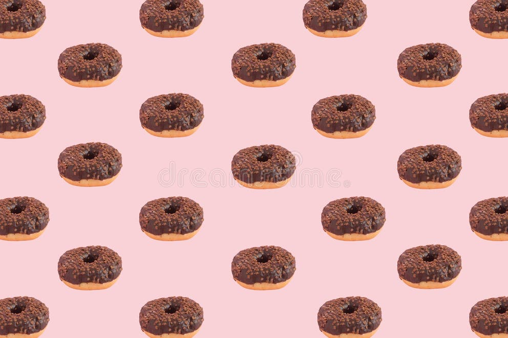 Chocolate Donut Pattern on Pink Background. Stock Photo - Image of texture, dessert: 362096776