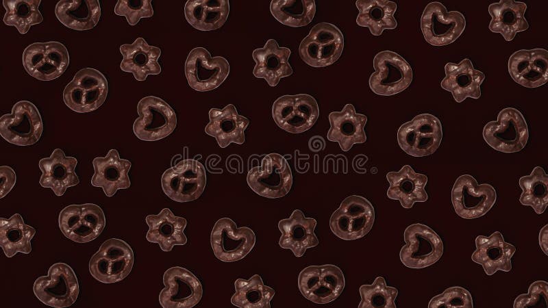 A Pattern of Chocolate Gingerbread Cookies of Different Shapes. Stock ...