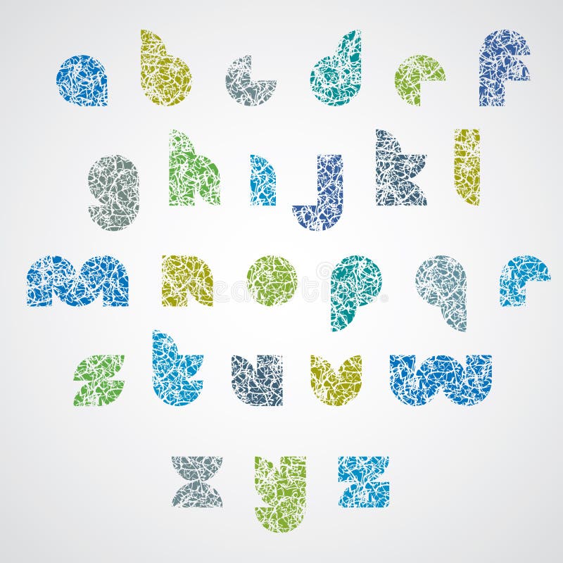 Pattern Choppy Colorful Fashionable Font, Lower Case Letters Stock ...