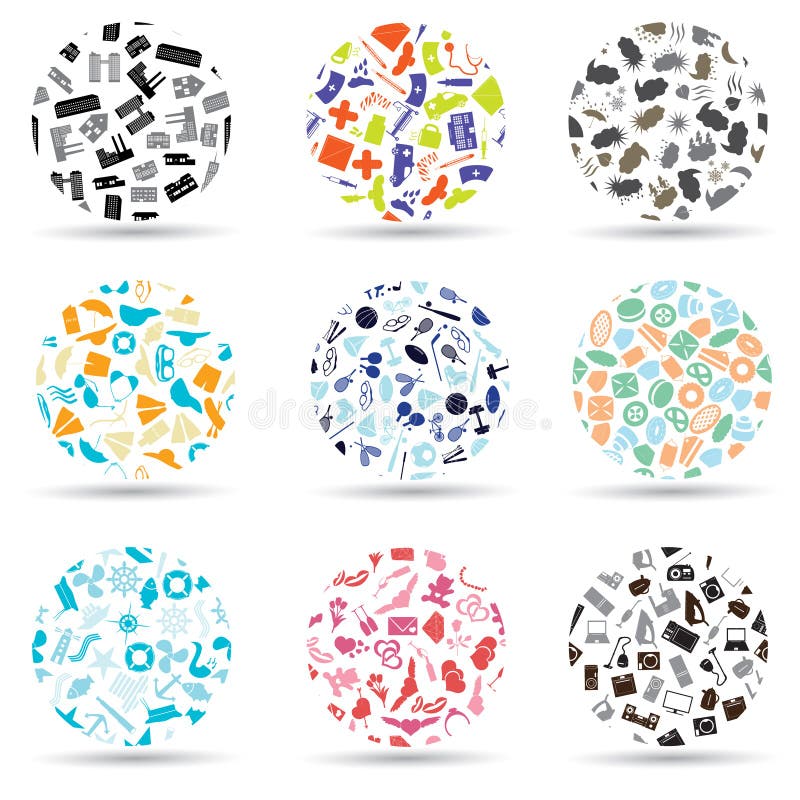Pattern Circle Set of Various Icons Eps10 Stock Vector - Illustration ...