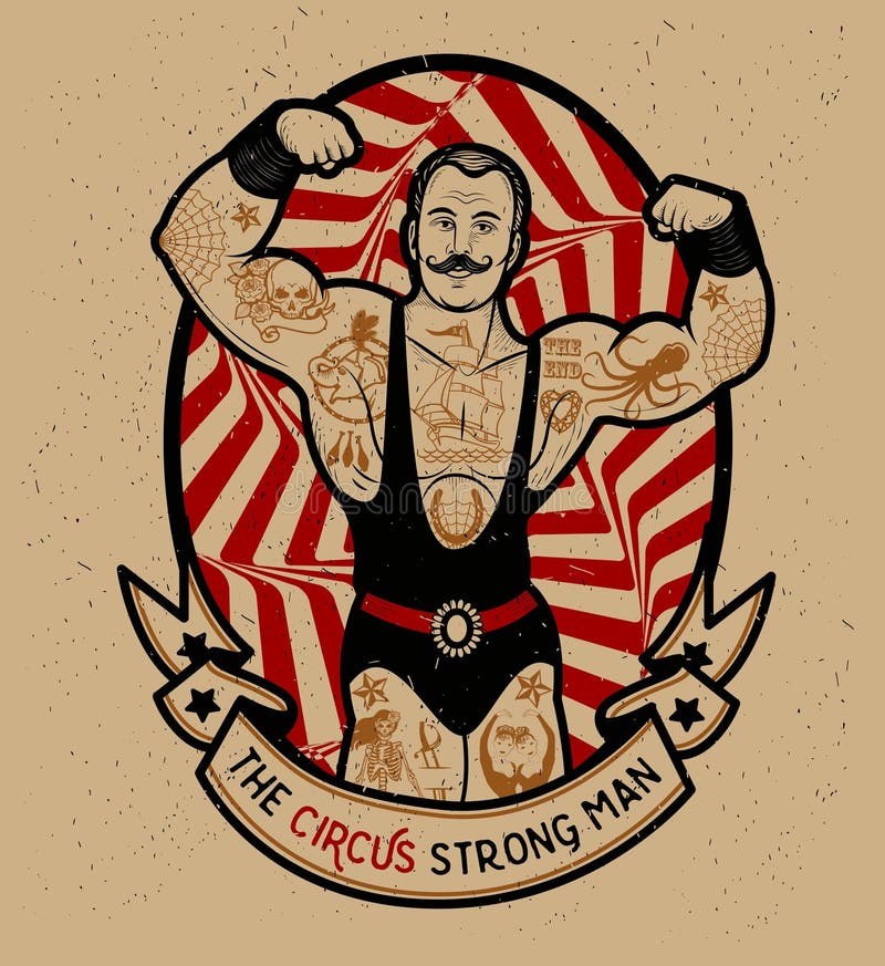 Vintage Muscle Man Circus Stock Illustrations – 281 Vintage Muscle Man ...