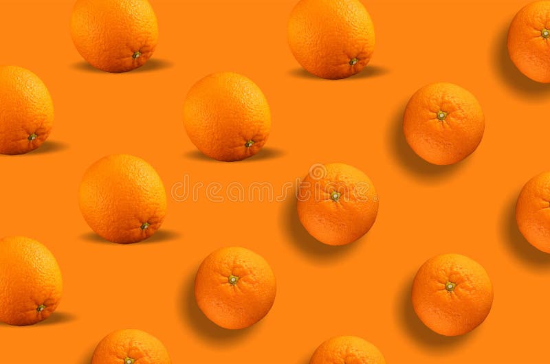 Pattern of Citrus Fruit - Orange, on Orange Background. Fresh Repeating ...