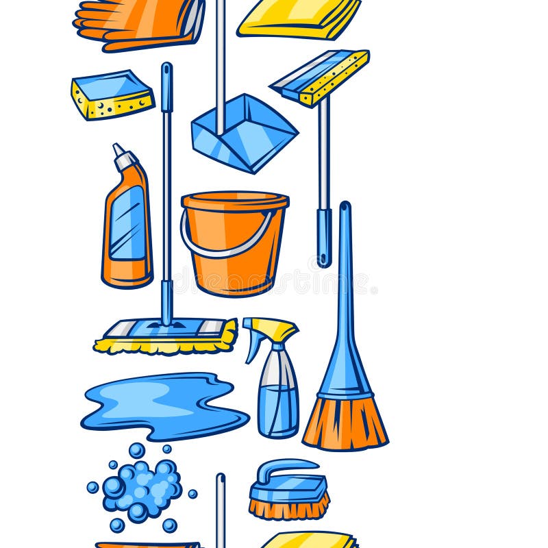 Pattern with Cleaning Items. Housekeeping Background for Service and ...