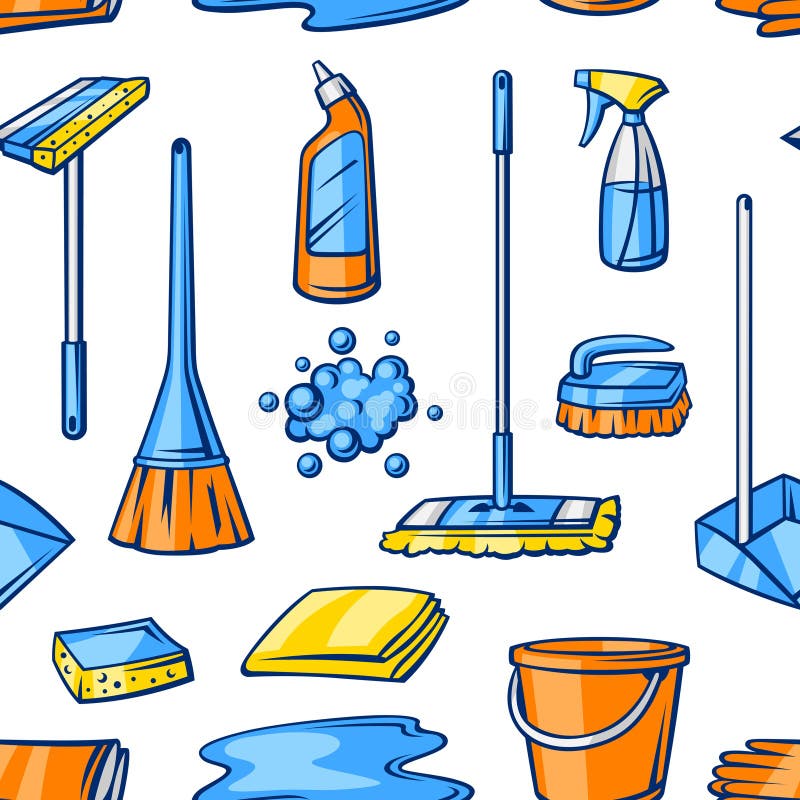 Pattern with Cleaning Items. Housekeeping Background for Service and ...