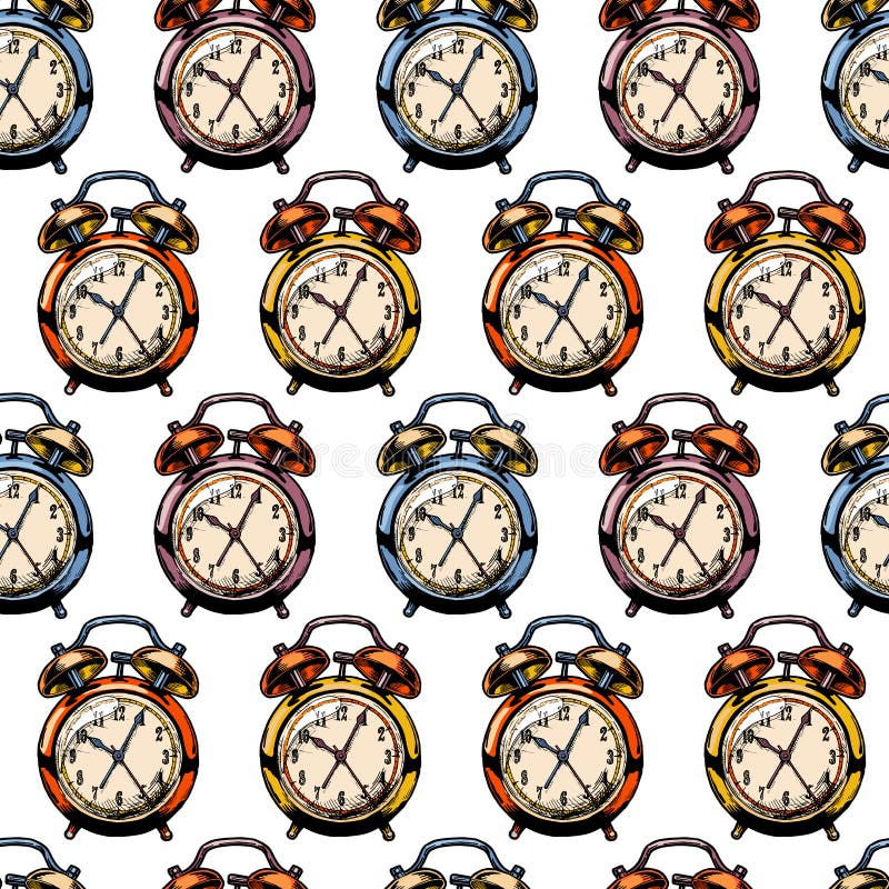 Pattern with clock stock vector. Illustration of background - 161630201