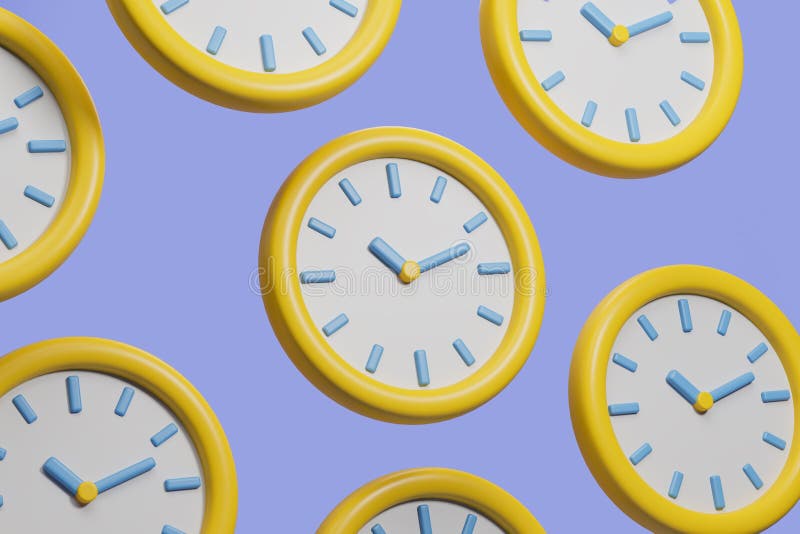 Pattern of Clocks on Blue Background, Concept of Time Stock ...