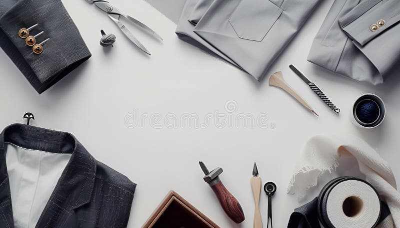 Pattern of Clothes and Tools on White Background Top View Stock Photo ...