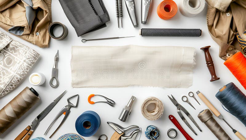 Pattern of Clothes and Tools on White Background Top View Stock Image ...
