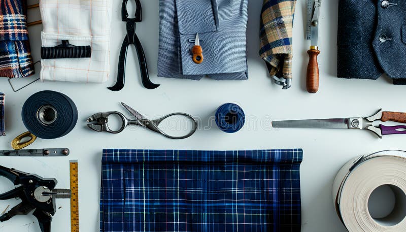 Pattern of Clothes and Tools on White Background Top View Stock Image ...