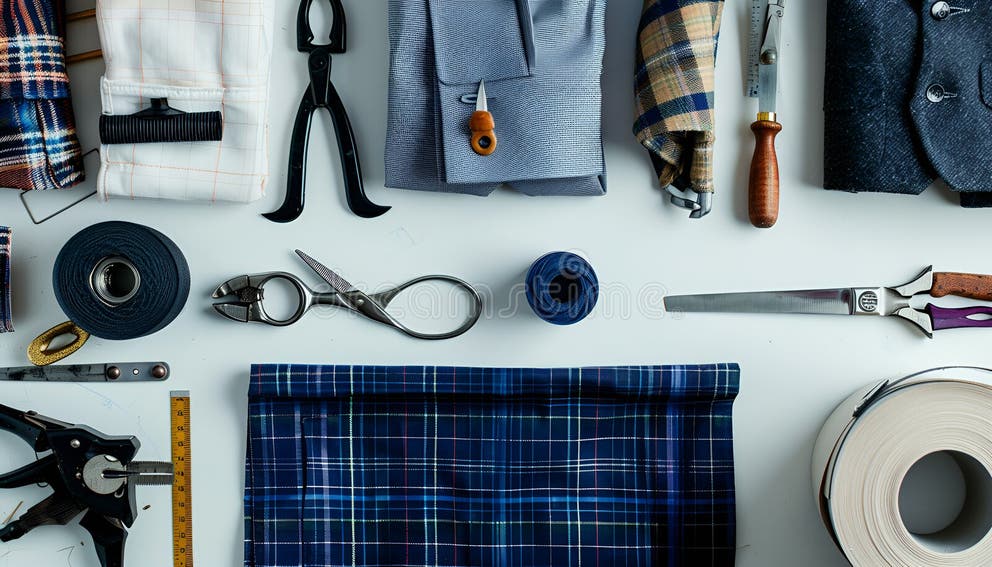 Pattern of Clothes and Tools on White Background Top View Stock Image ...