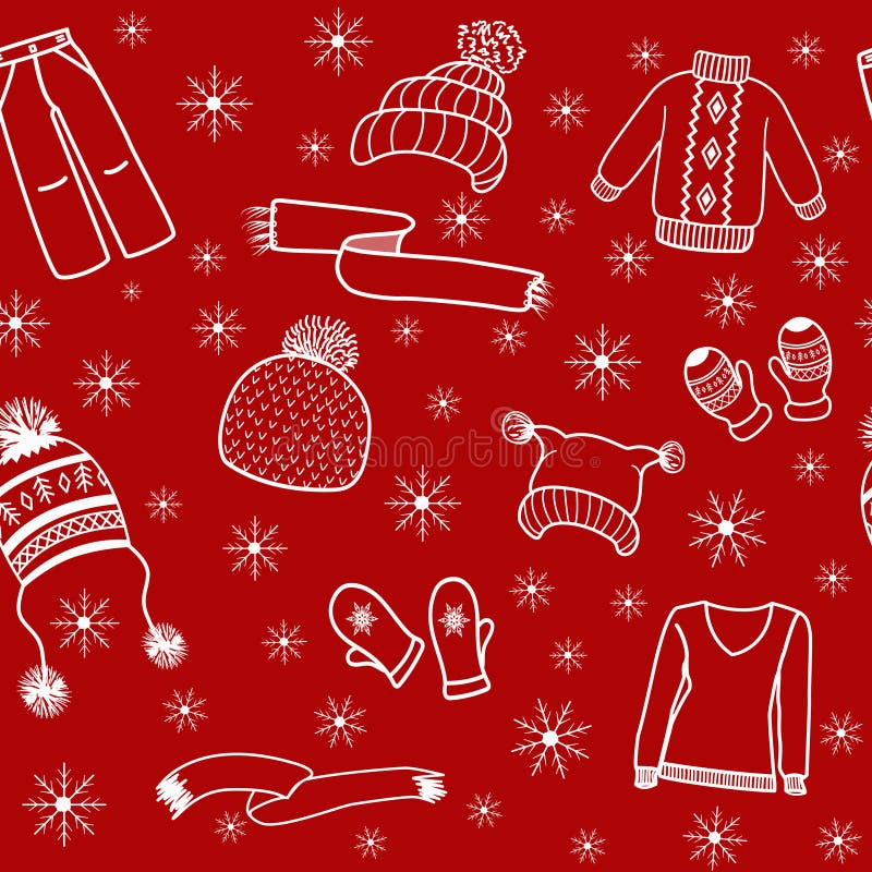 Pattern Clothing White Outline on Red Background Stock Illustration ...