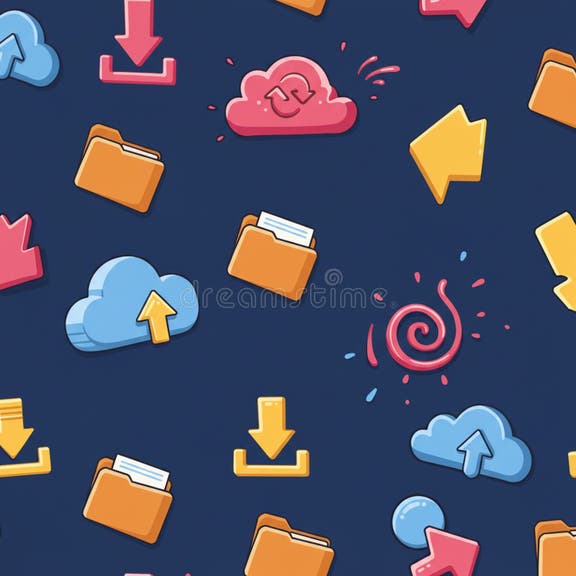 Pattern with Cloud Computing Icons on a Dark Blue Background. Features ...