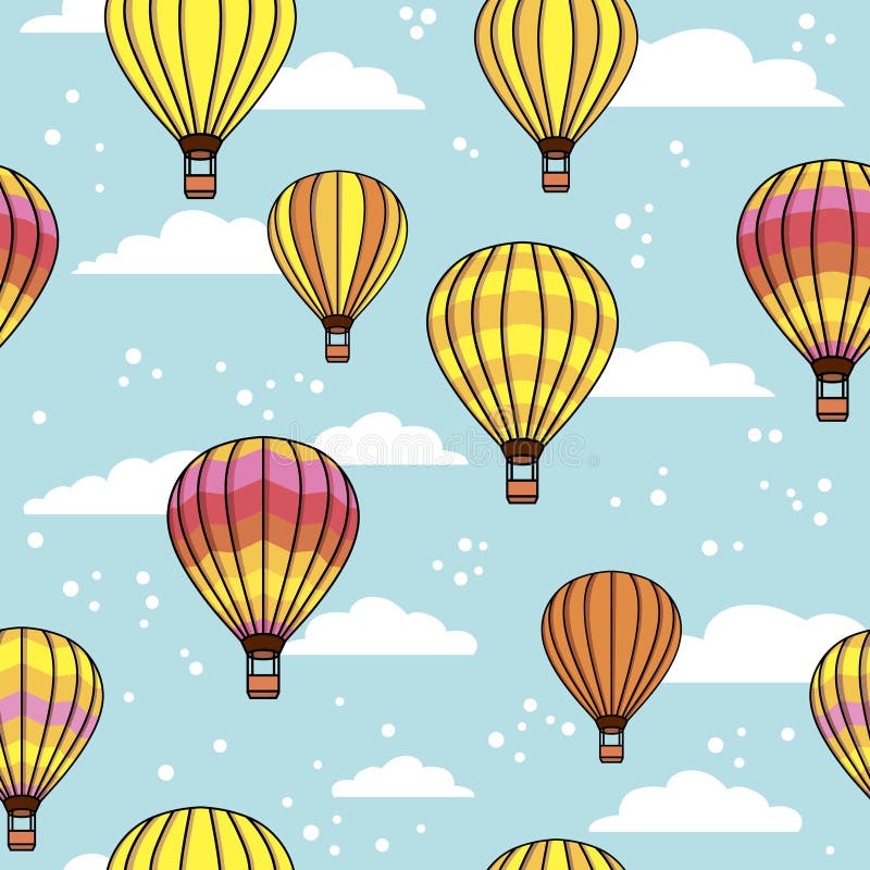Pattern with Clouds and Balloons Stock Vector - Illustration of balloon ...