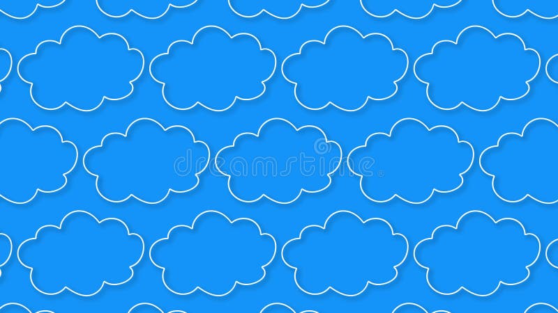 Pattern of Clouds Moving on a Blue Background in Cartoon Style ...