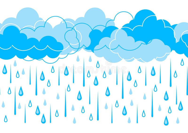 Pattern with Clouds and Rain. Stylized Background with Rain Stock ...