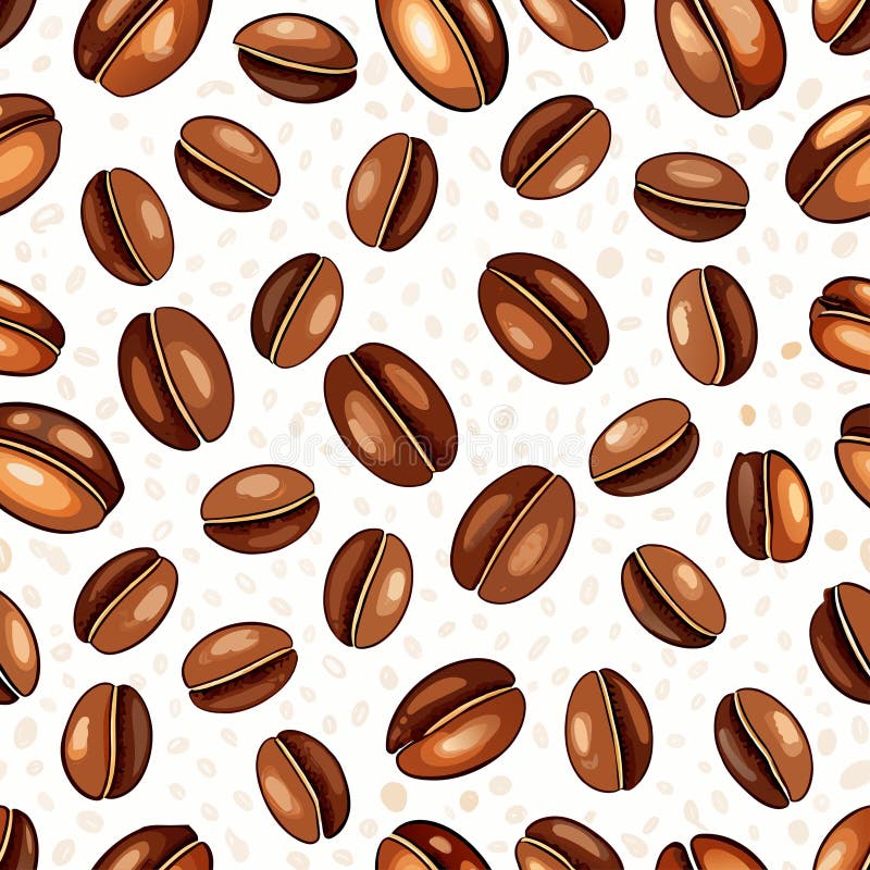 A Pattern of Coffee Beans is Shown in Various Sizes and Shapes. Concept ...