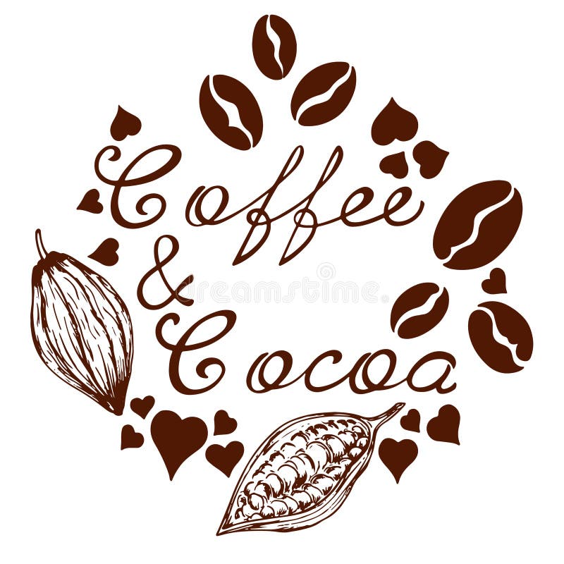 Pattern of Coffee and Cocoa Stock Vector - Illustration of handwritten ...