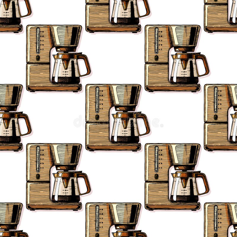 Pattern with Coffee Machines Stock Vector - Illustration of drink ...
