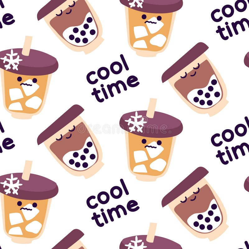 A Pattern with Cold Drinks of Bubble Tea and Iced Coffee and Milk in ...