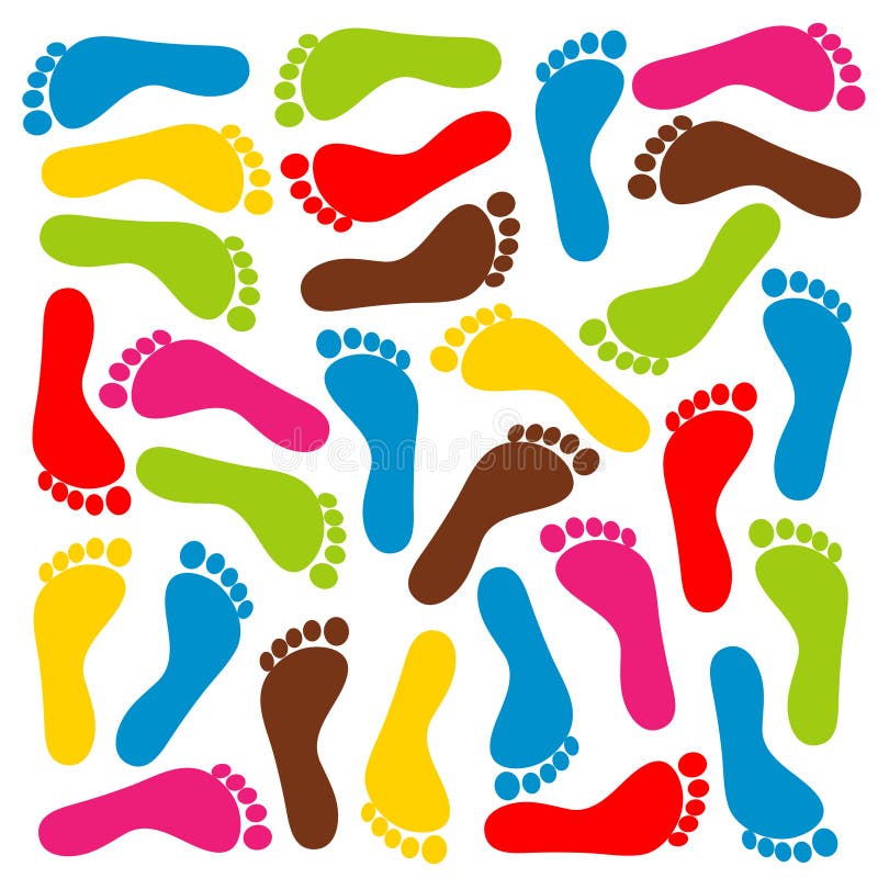 Pattern Color Prints of Human Feet. Stock Vector - Illustration of ...